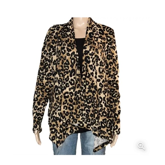 Roz & Ali | Sweaters | Nwt Roz Ali Leopard Print Open Drape Front ...